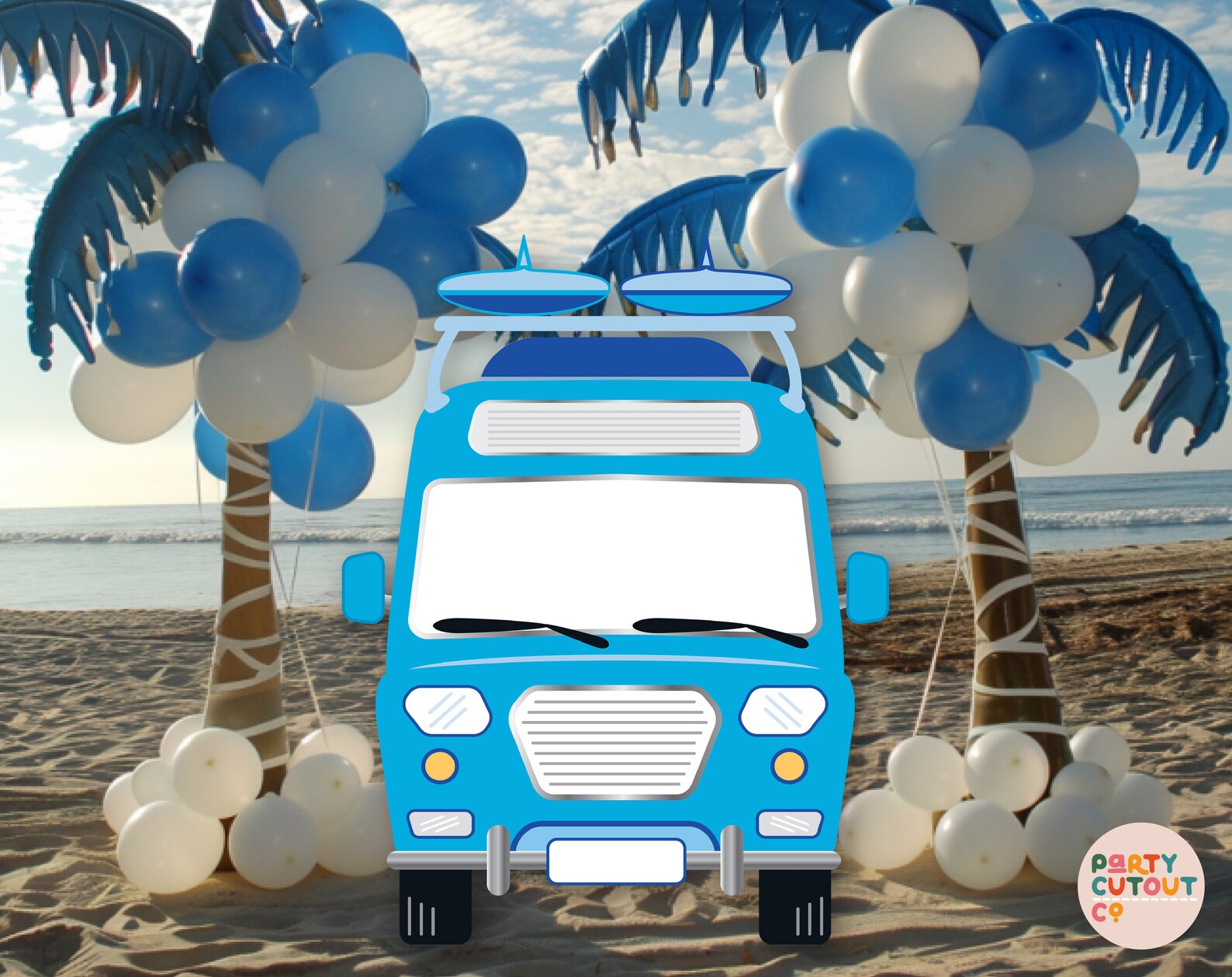 BIG CUTOUT Blue Camper Van Beach Van Groovy Party Hippie Party Love Bus ...