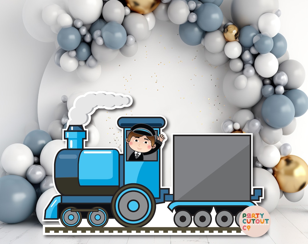 BIG CUTOUT Blue Train Decoration Train Props Train Stand up Cutout ...