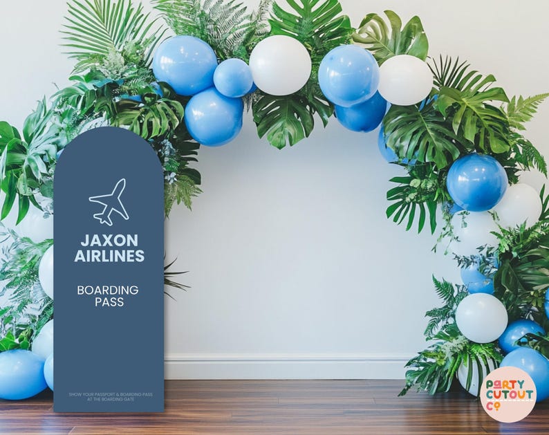 BIG BACKDROP Boarding Pass Backboard Travel Sign Plane Party Plane ...