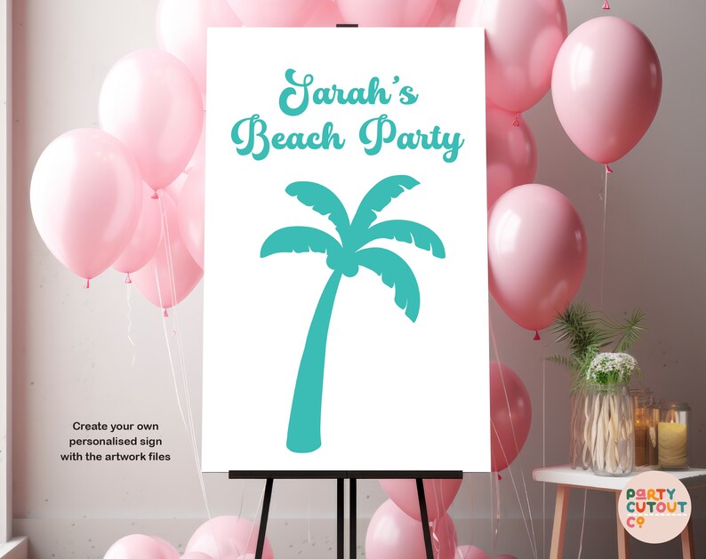 BIG CUTOUT Teal Palm Tree Beach Party Boho Baby Shower Ideas Pool Party ...