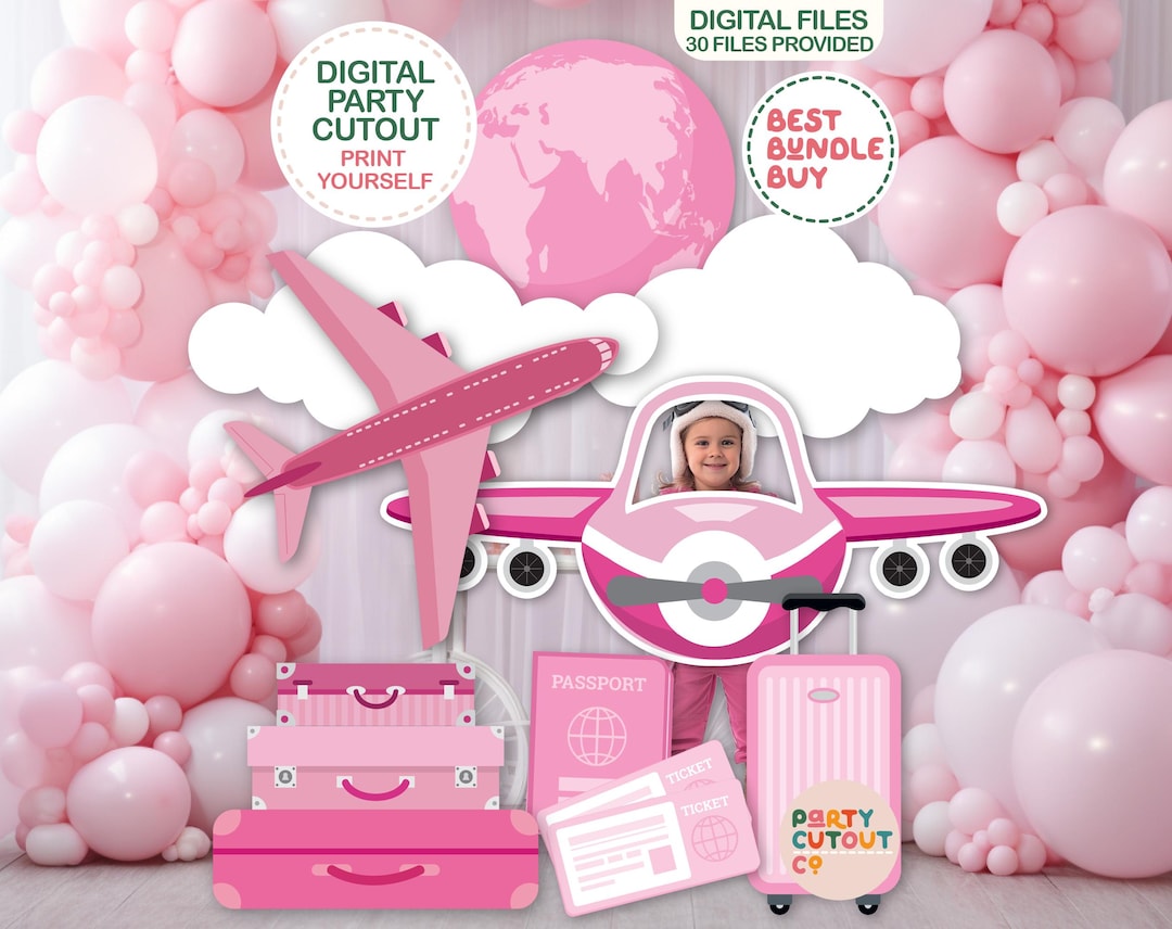 BIG CUTOUT Pink Travel Cutouts Pink Aeroplane Cutout Aircraft Baby ...
