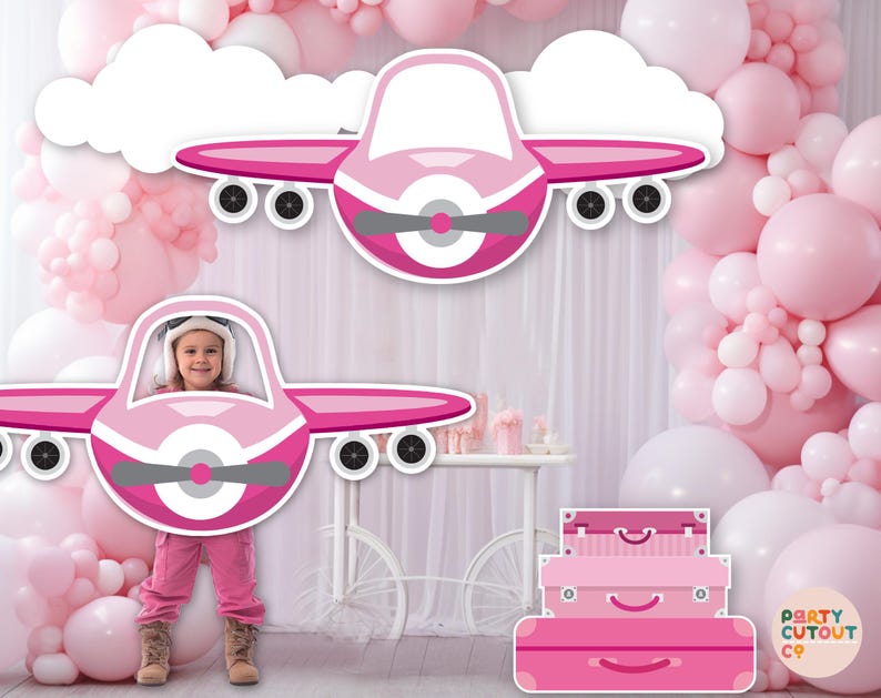 BIG CUTOUT Pink Travel Cutouts Pink Aeroplane Cutout Aircraft Baby ...