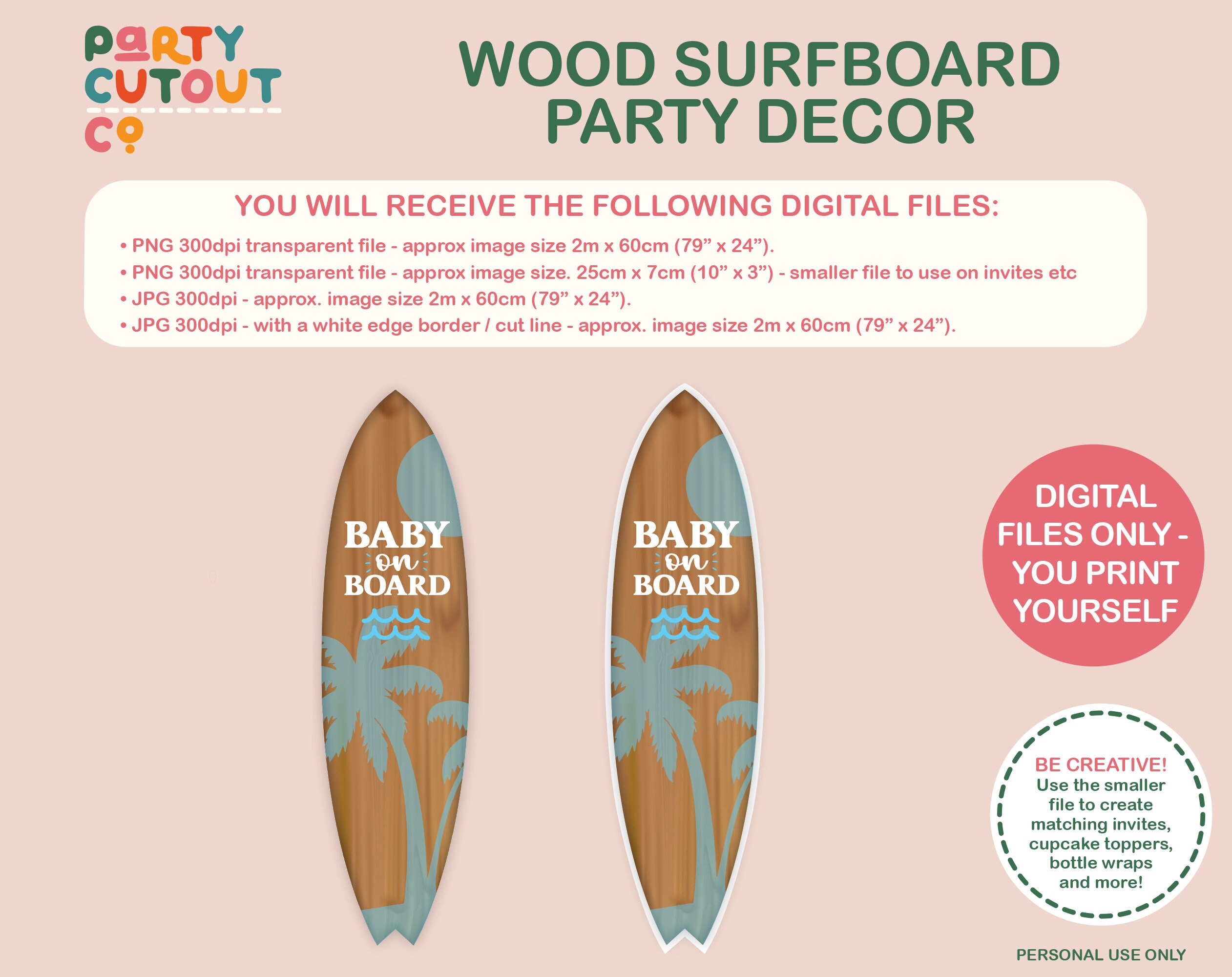 BIG CUTOUT Blue Surfboard Beach Party Boy Boho Beach Baby Shower ...