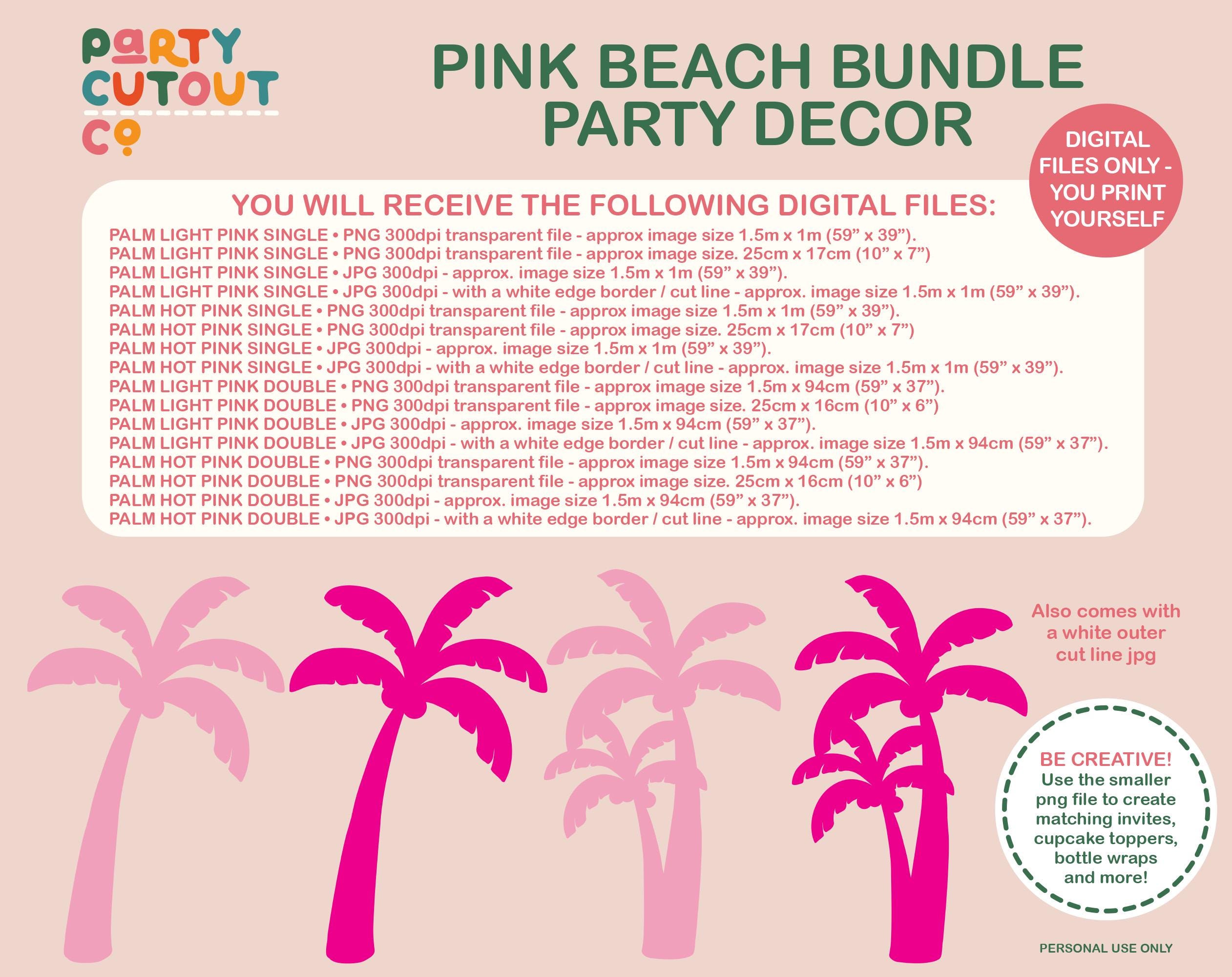 BIG CUTOUT Pink Beach Party Pink Surfboard Surf Birthday Party Pool ...