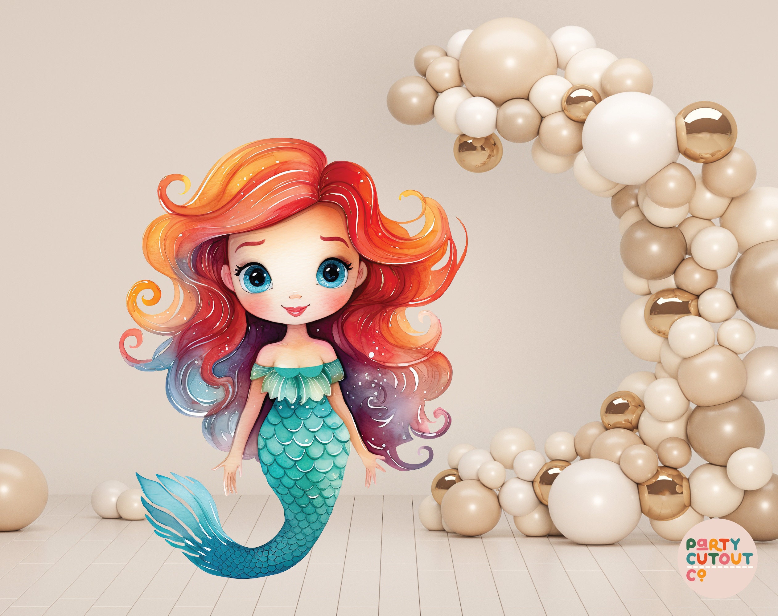 BIG CUTOUT Aqua Mermaid Cutout Little Mermaid Party Ideas Mermaid ...