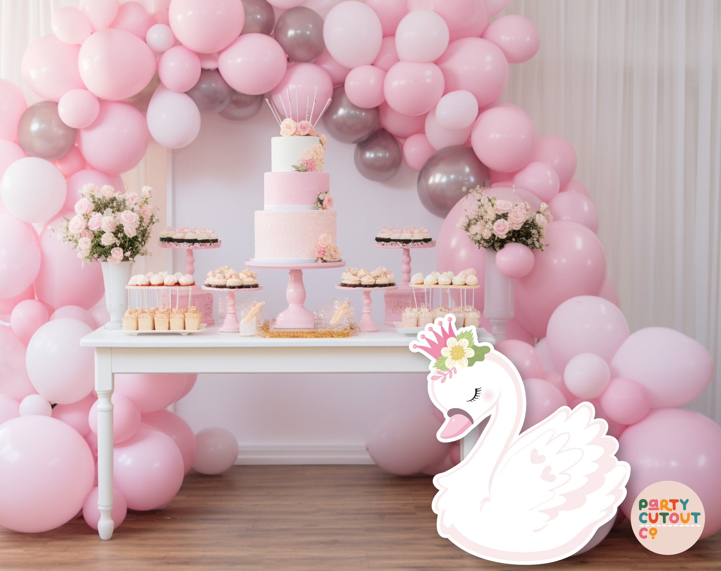 BIG CUTOUT White Swan With Flower Crown Swan Prop Ballet Party White ...