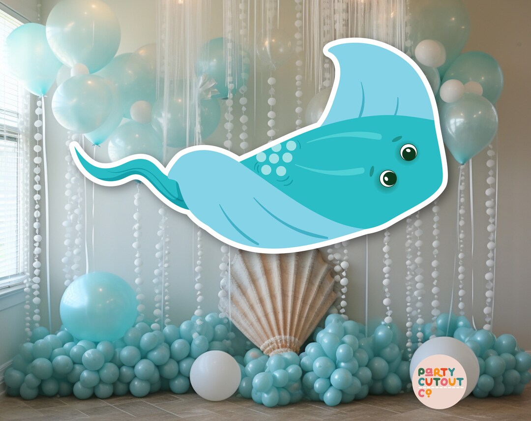 BIG CUTOUT Under the Sea Party Stingray Cutout Ocean Decoration Ocean ...