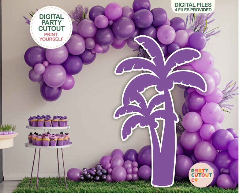 BIG CUTOUT Purple Palm Tree Beach Party Hippie Birthday Party 70s Party ...
