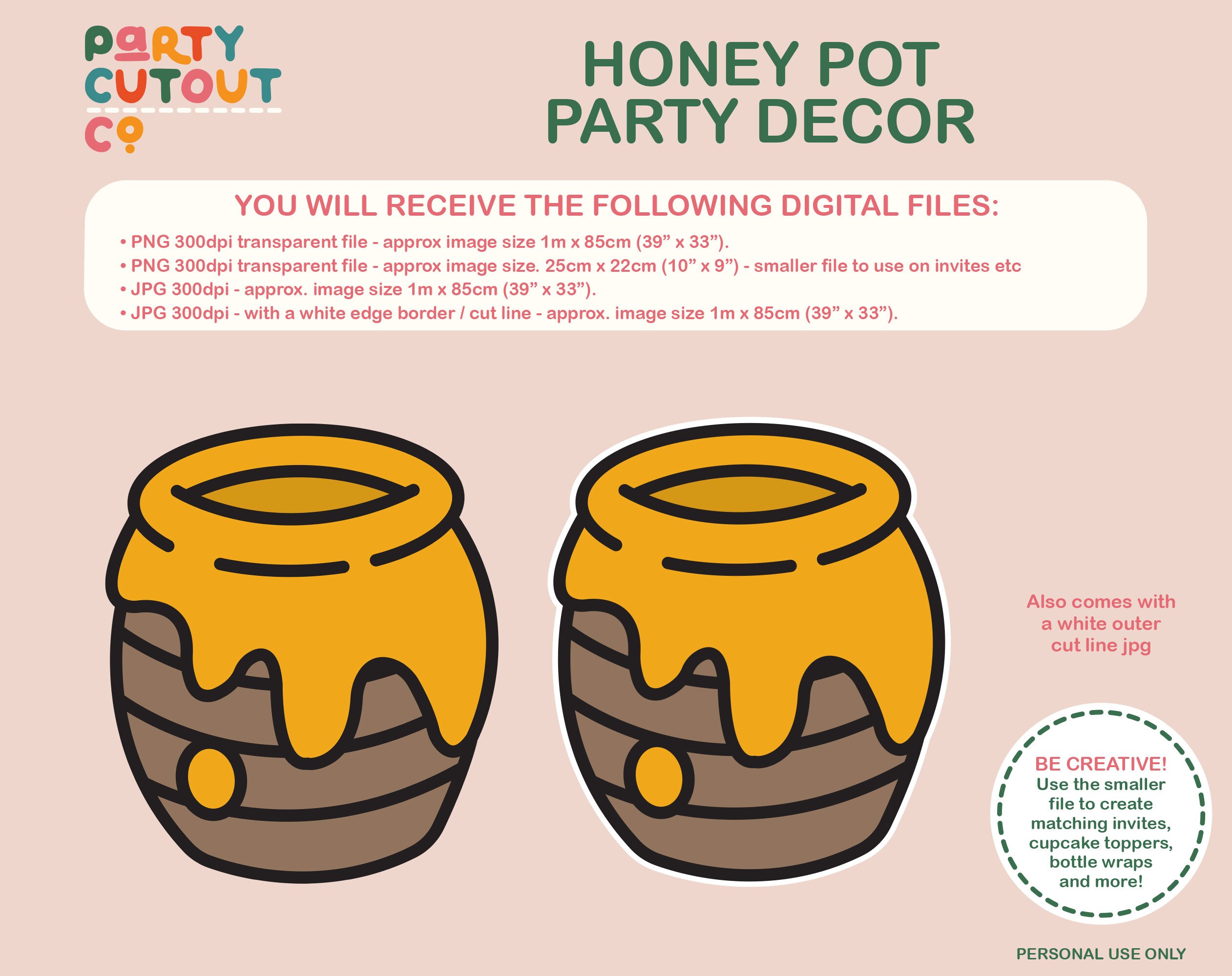 BIG CUTOUT Bear Party Honey Pot Prop Honey Jar Bee Party Stand up ...