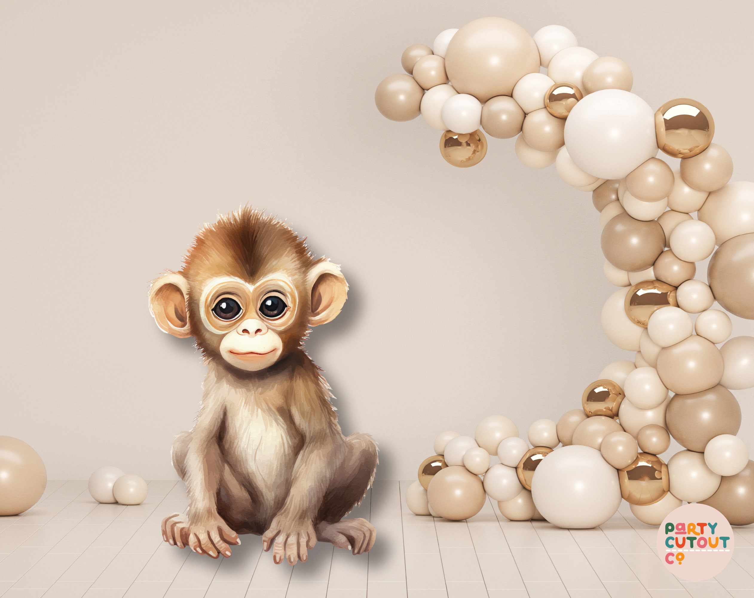 BIG CUTOUT Jungle Baby Monkey Animal Decorations African Safari Theme ...