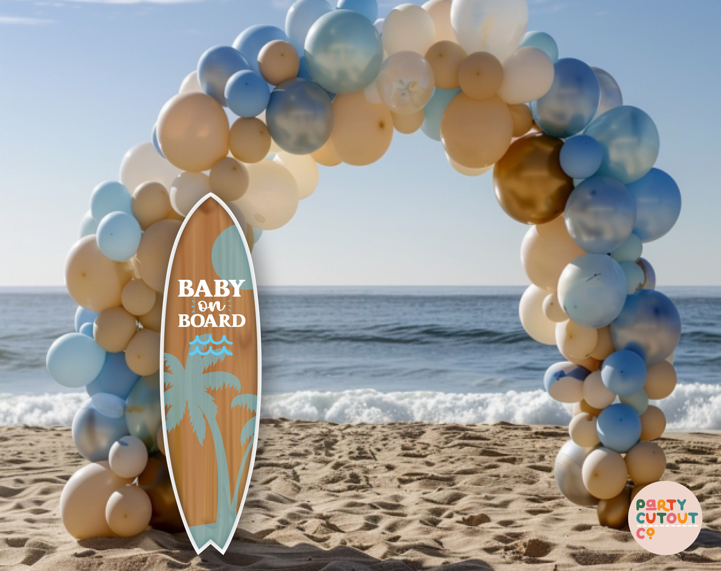 BIG CUTOUT Blue Surfboard Beach Party Boy Boho Beach Baby Shower ...