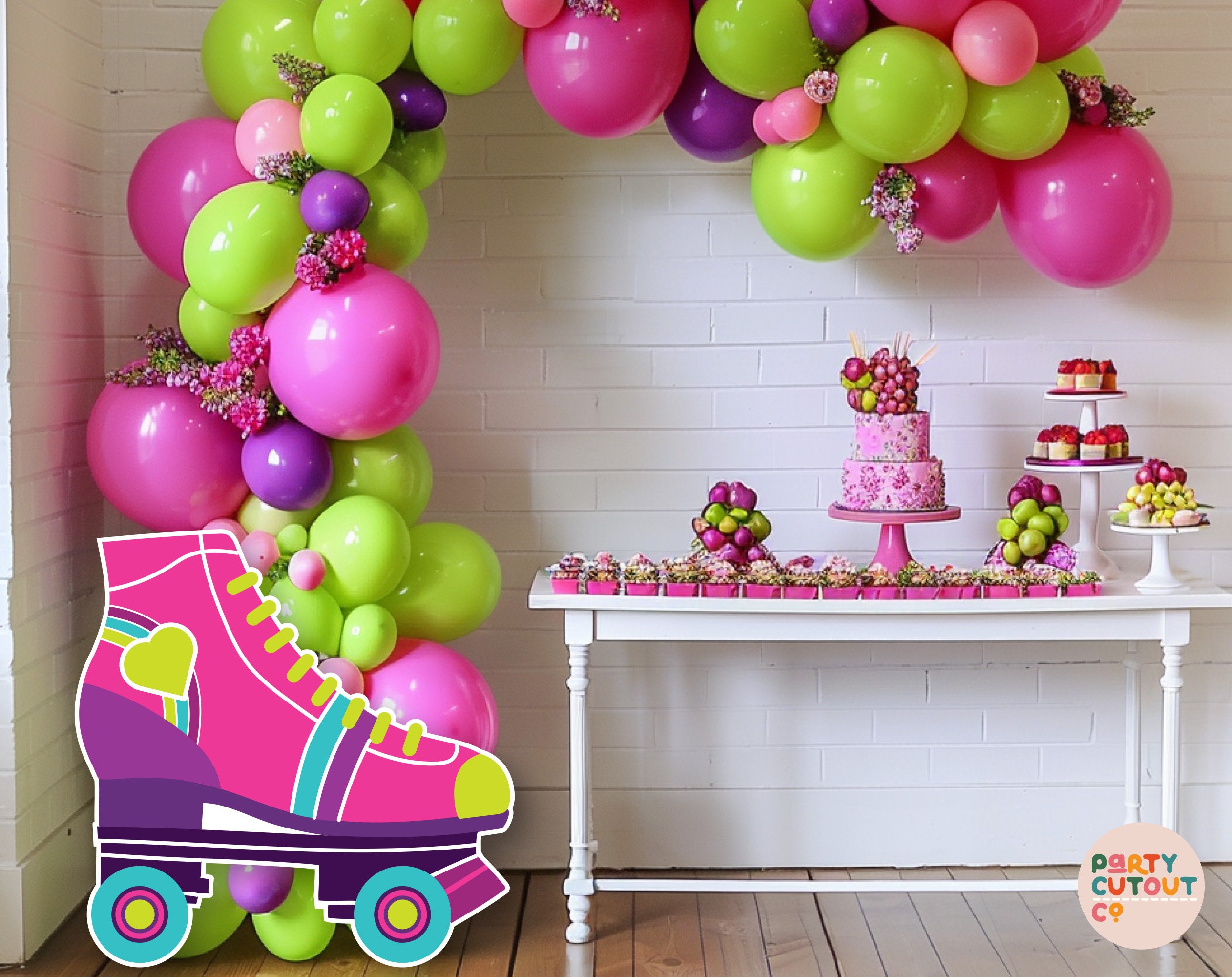 BIG CUTOUT Pink Rollerskate Roller-skating Party Rollerskating Prop ...