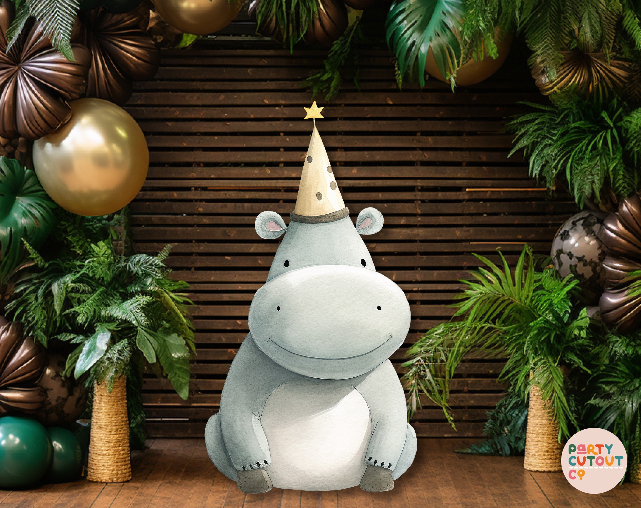 BIG CUTOUT, Hippo With Party Hat, Hippopotamus Decorations, Safari ...