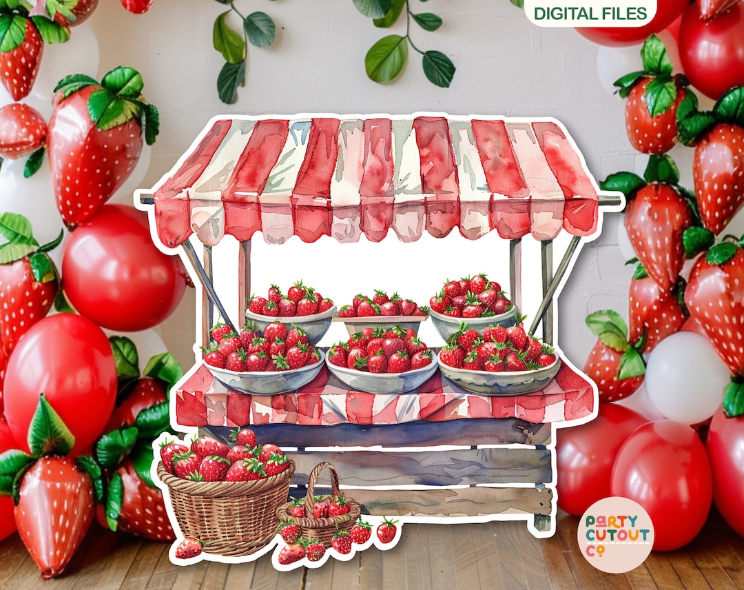 BIG CUTOUT Strawberry Party Strawberry Market Fruit Birthday Party ...