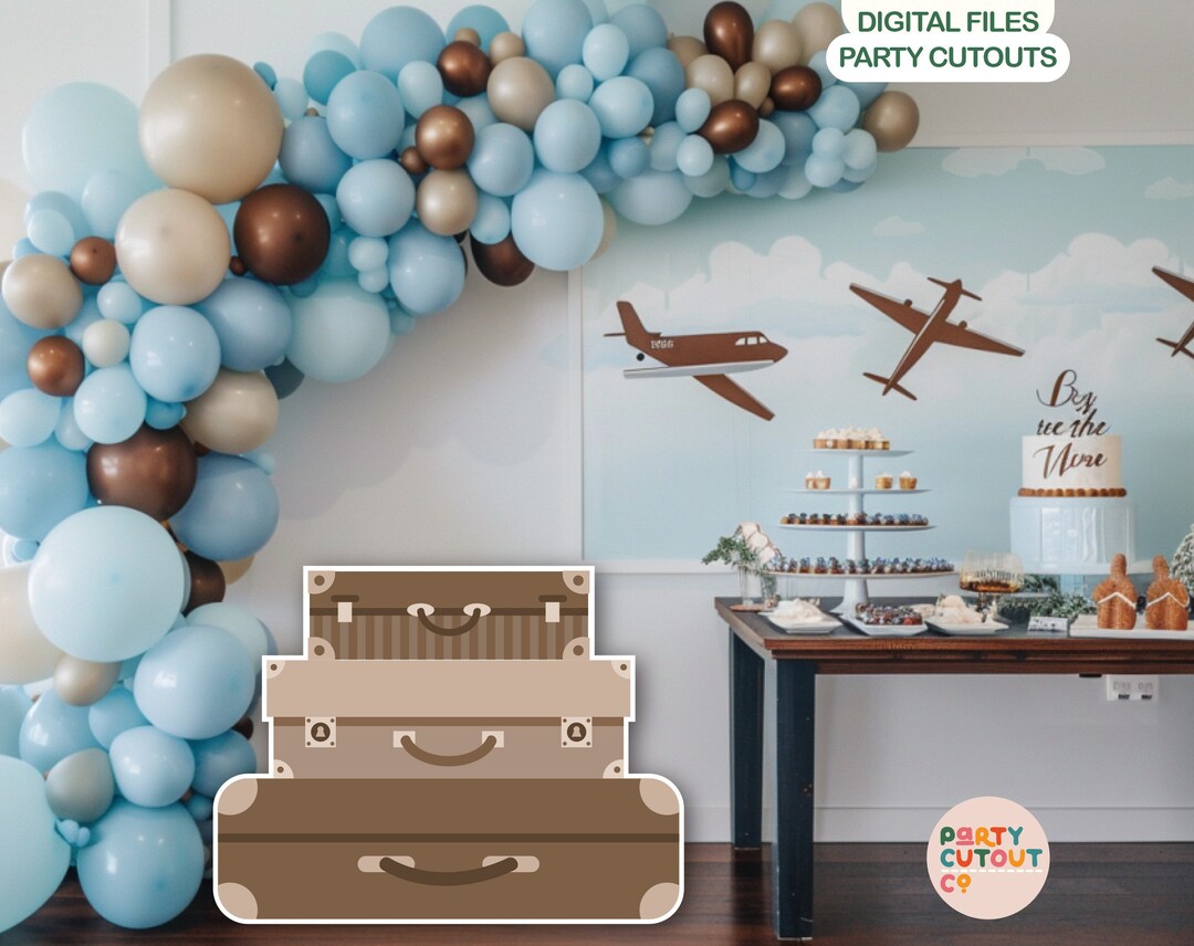 BIG CUTOUT Brown Suitcase Cutout Travel Party Plane Party Ideas ...