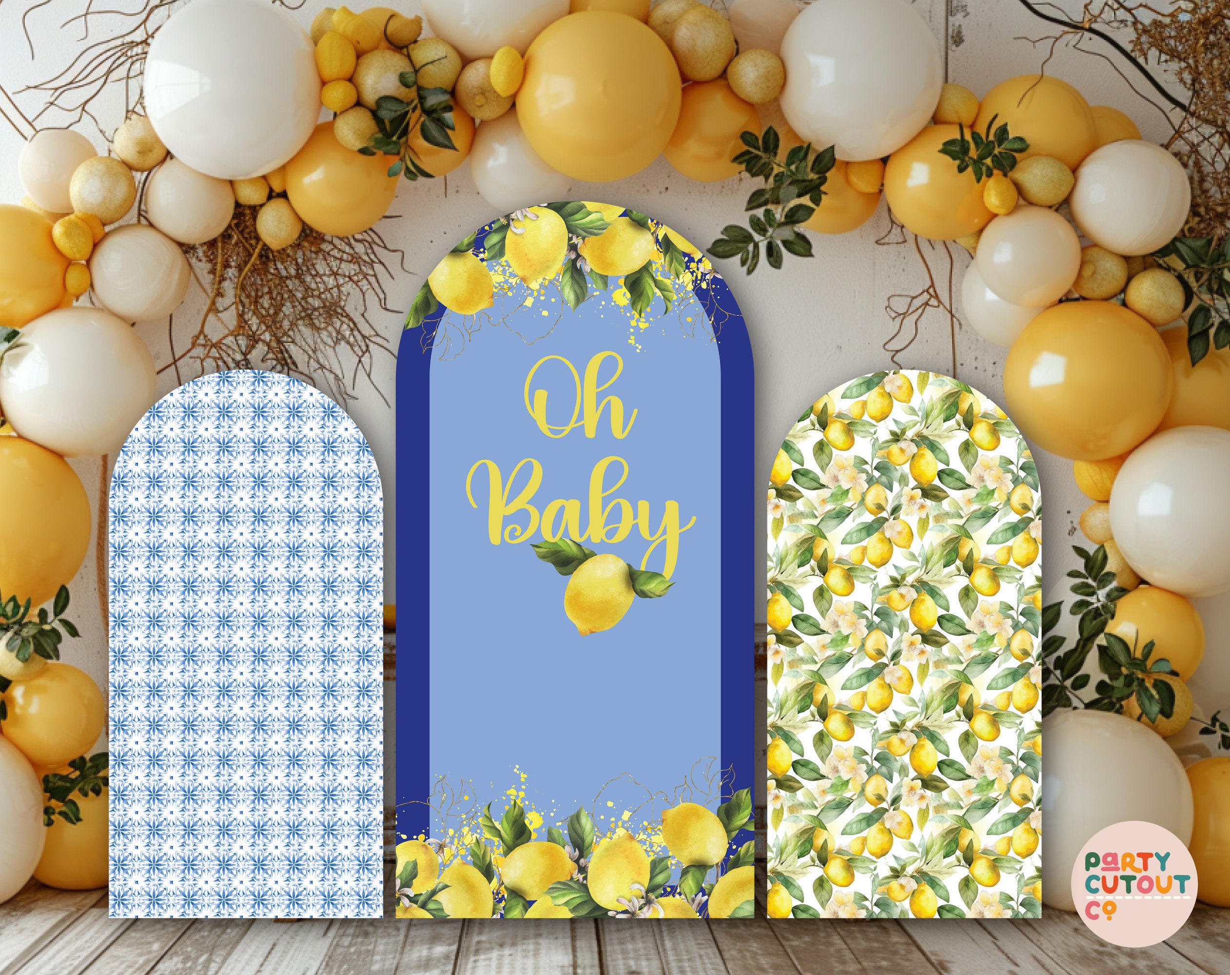BIG BACKDROPS Lemon Baby Shower Lemon Market Fruit Baby Shower Decor ...