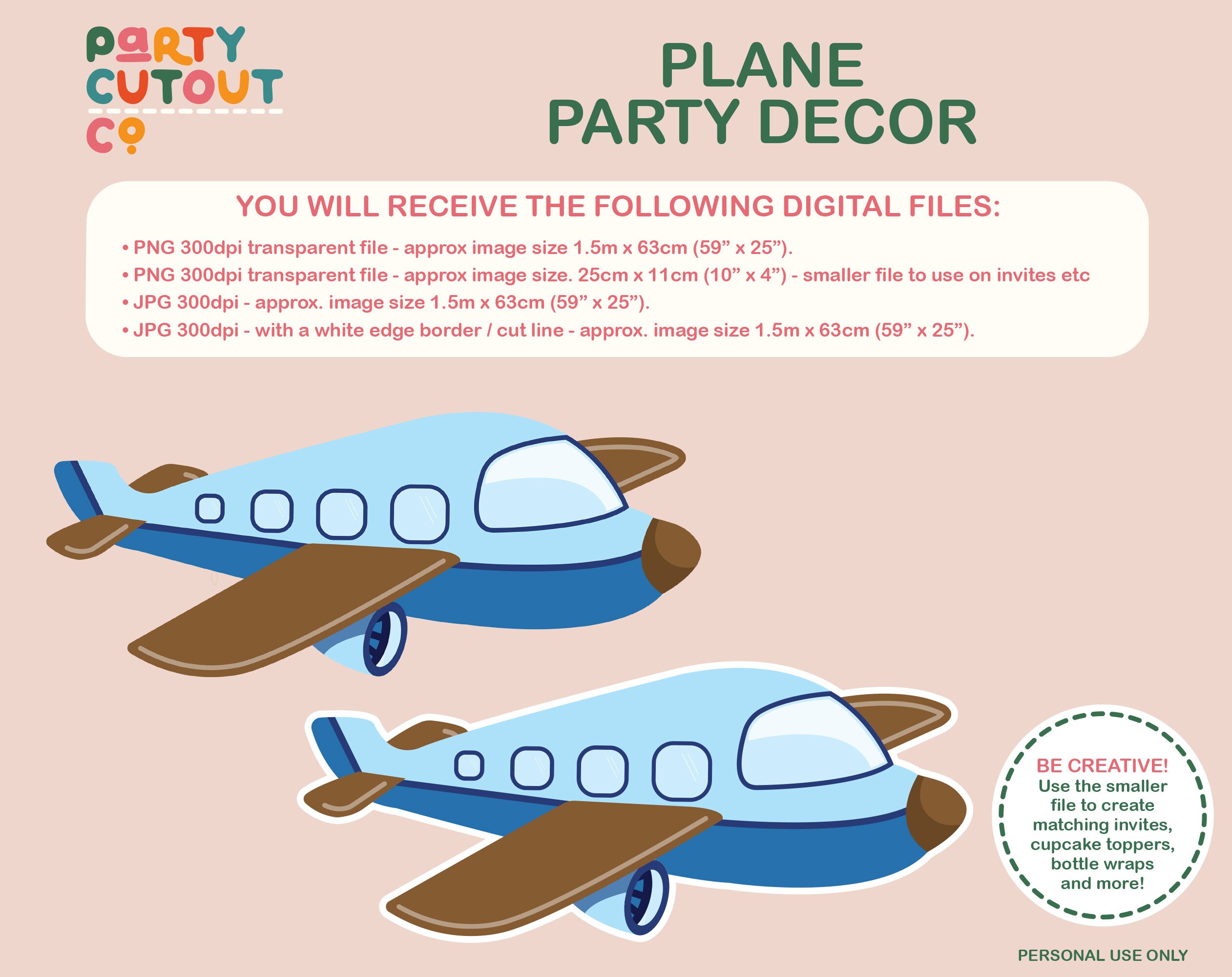 BIG CUTOUT, Plane Party, Blue and Brown Plane Decoration, Aircraft ...