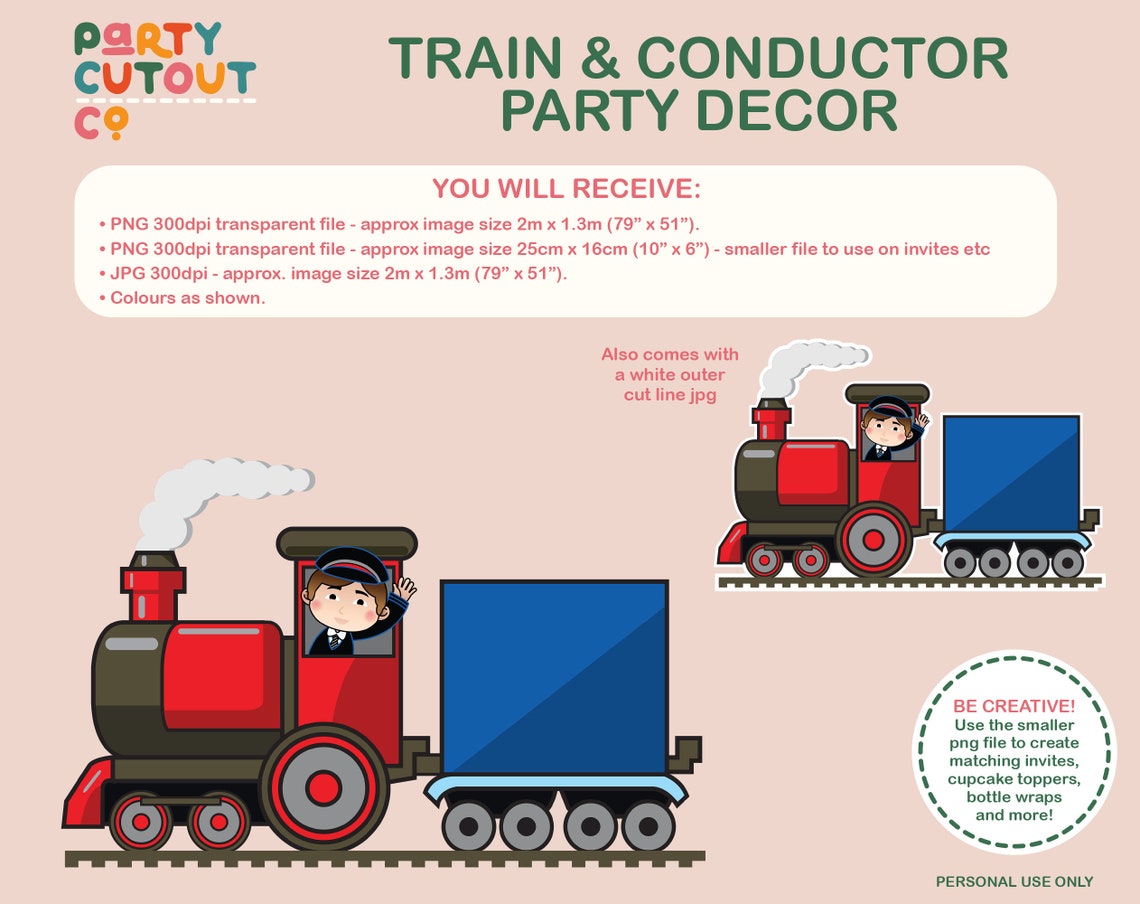 BIG CUTOUT, Red Train Decoration, Train Props, Train Stand up Cutout ...