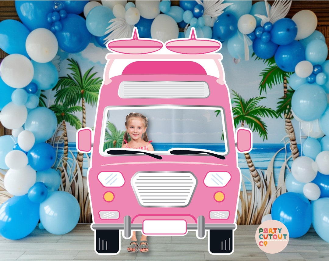 BIG CUTOUT Pink Camper Van Beach Van Groovy Party Hippie Party Love Bus ...