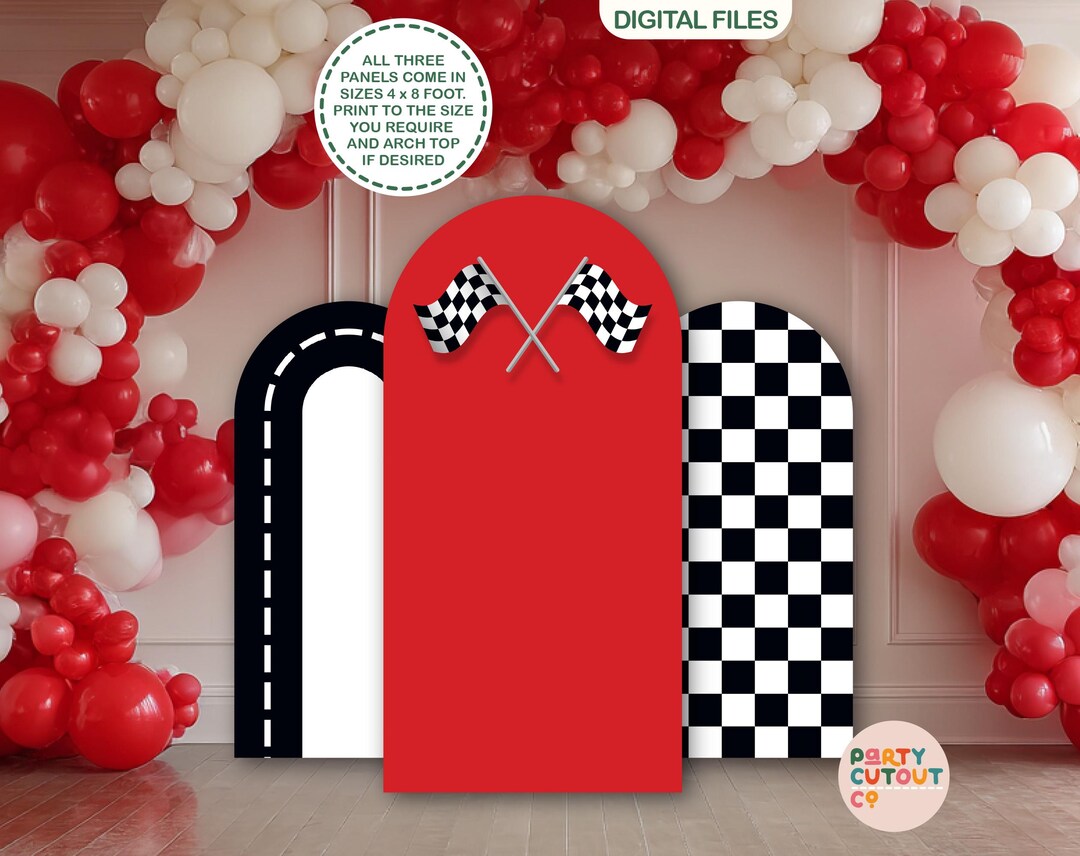 BIG BACKDROP Red Racing Wall Prop Racing Car Backboard Race Track Photo ...
