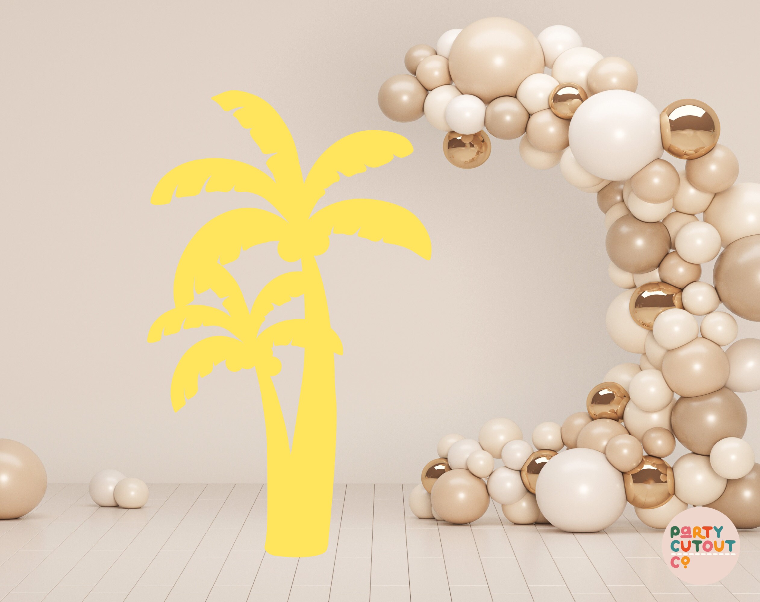 BIG CUTOUT Yellow Palm Tree Beach Party Hippie Birthday 70s Party Pool ...
