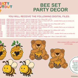 BIG CUTOUT Bee Party Buzzy Bee Props Bee Hive Bear With Honey Pot ...