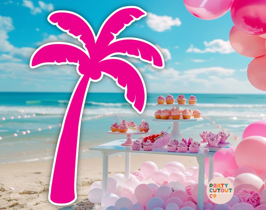BIG CUTOUT Hot Pink Palm Tree Beach Party Hippie Birthday Party 70s ...