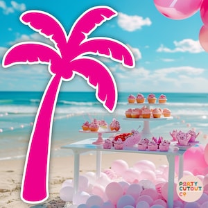 BIG CUTOUT Hot Pink Palm Tree Beach Party Hippie Birthday Party 70s ...
