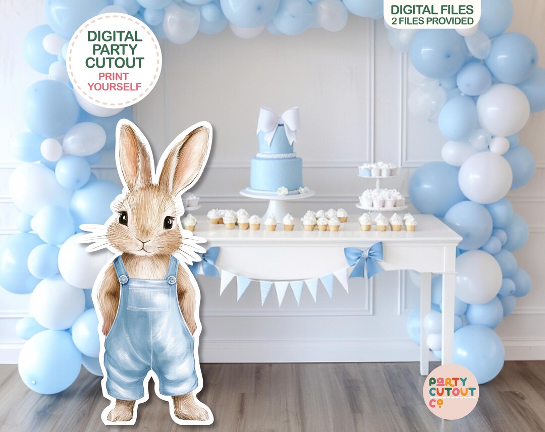 BIG CUTOUT Cute Rabbit Cutout Boy Bunny Party Woodland Party Rabbit ...