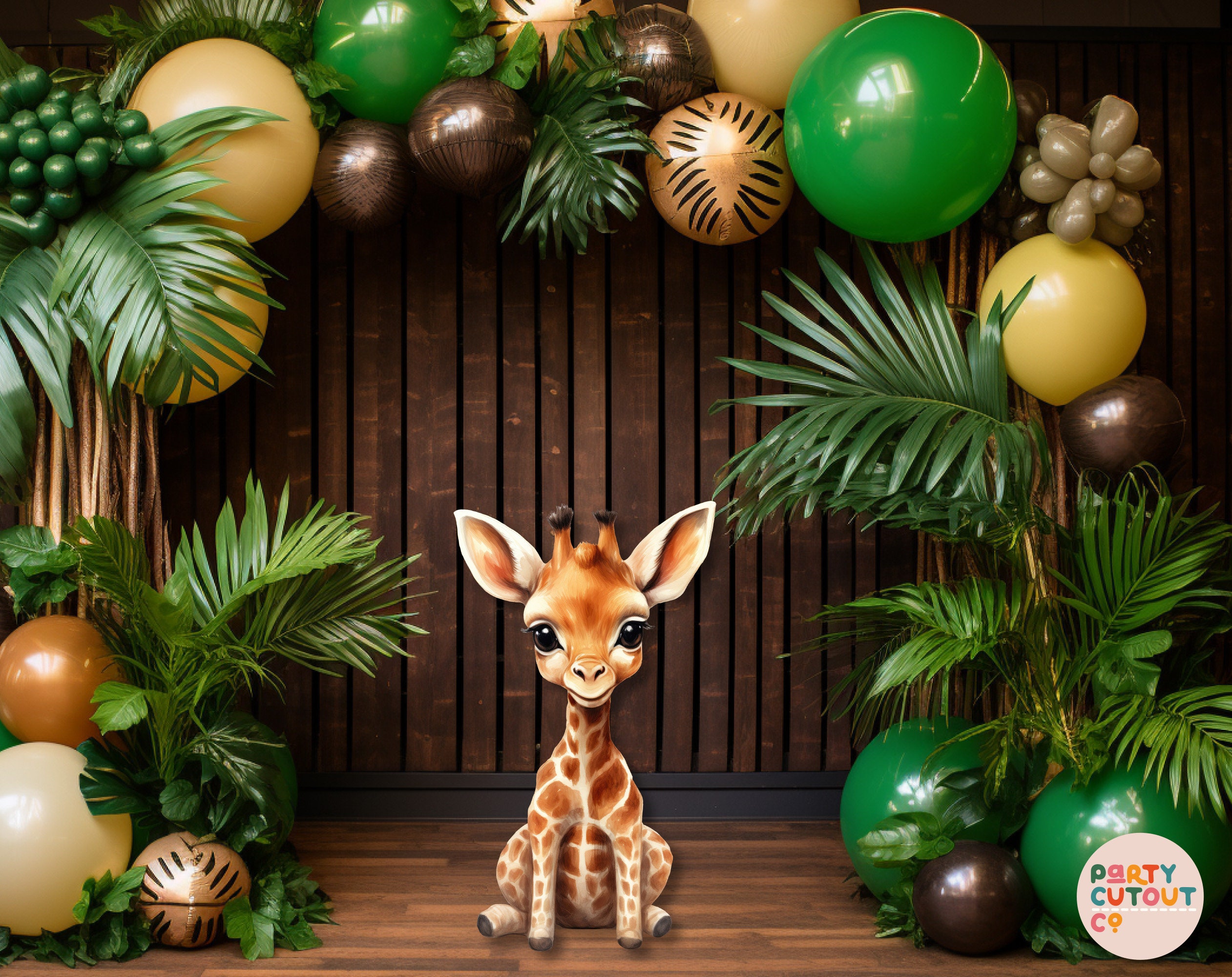BIG CUTOUT Jungle Baby Giraffe Animal Decorations African Safari Theme ...