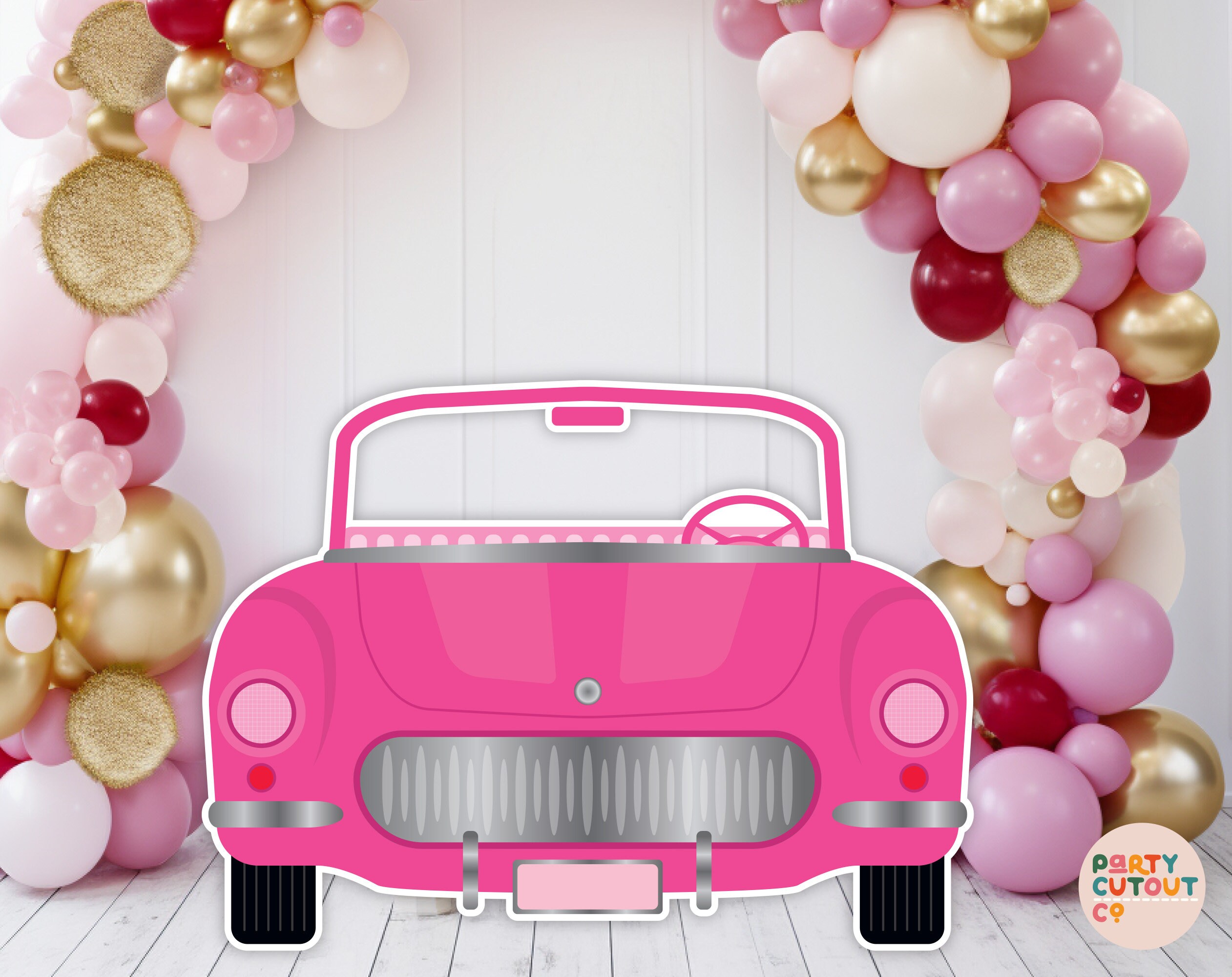 BIG CUTOUT Pink Car Hot Pink Convertible Pink Sports Car Doll Car Car ...
