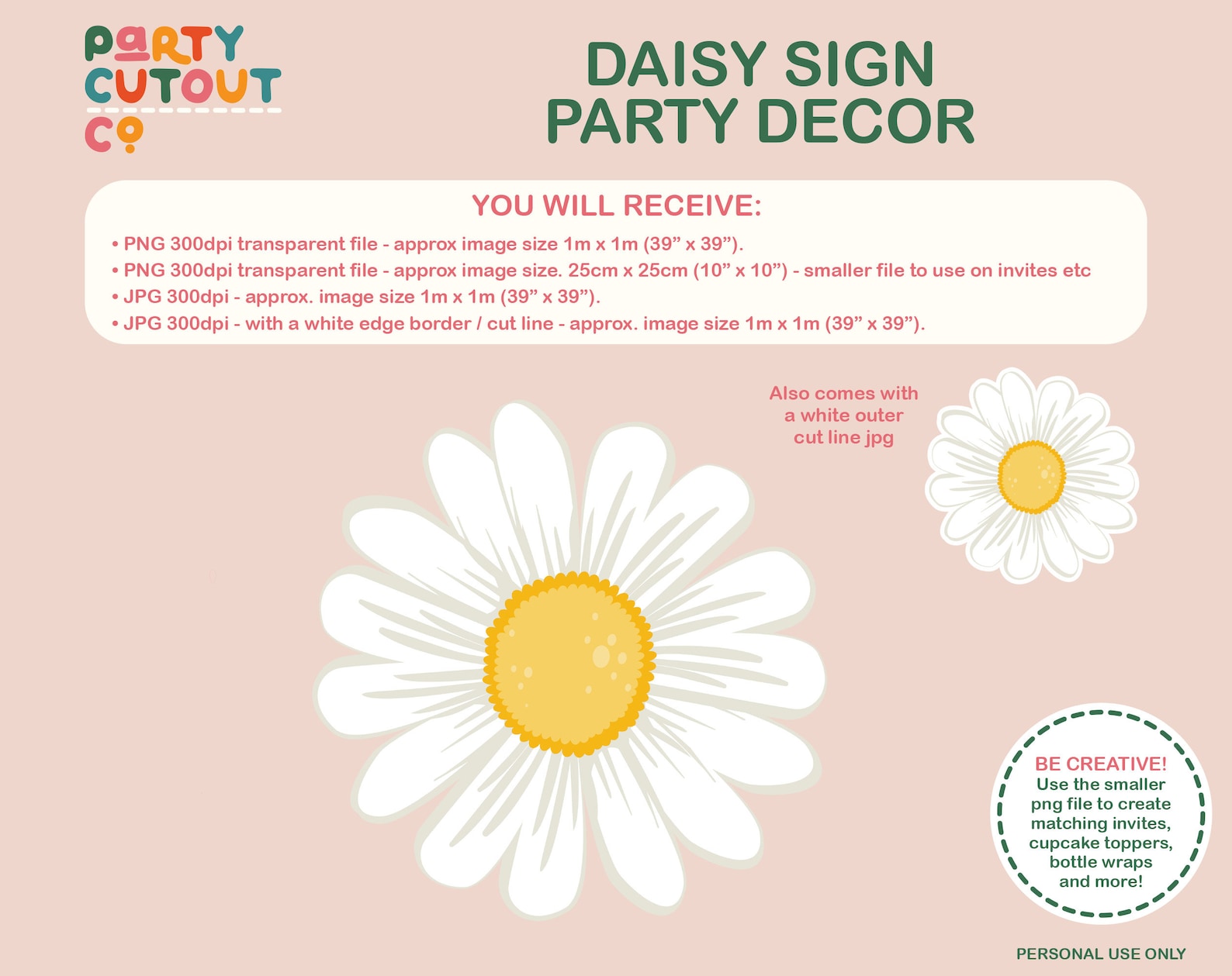 BIG CUTOUT Daisy Sign Decoration Flower Birthday Prop Wall Cutout Prop ...