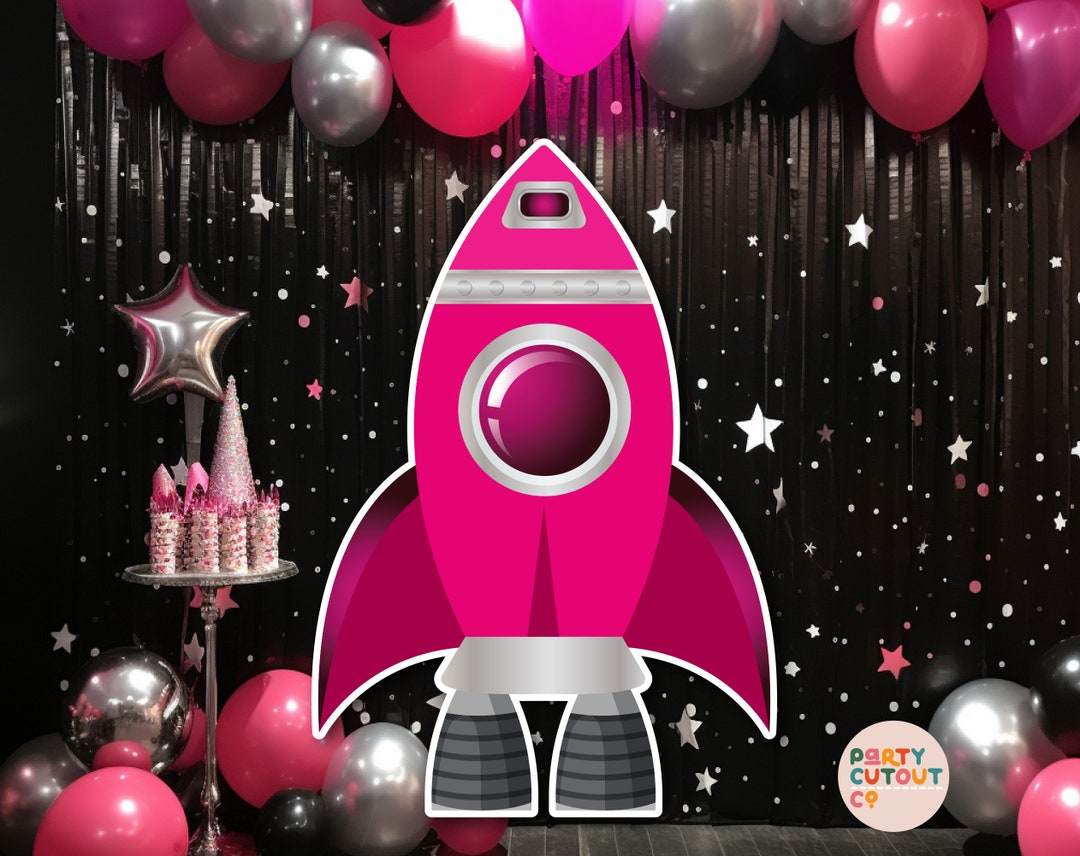 BIG CUTOUT Rocket Birthday Party Space Decorations Photo Pink Rocket ...
