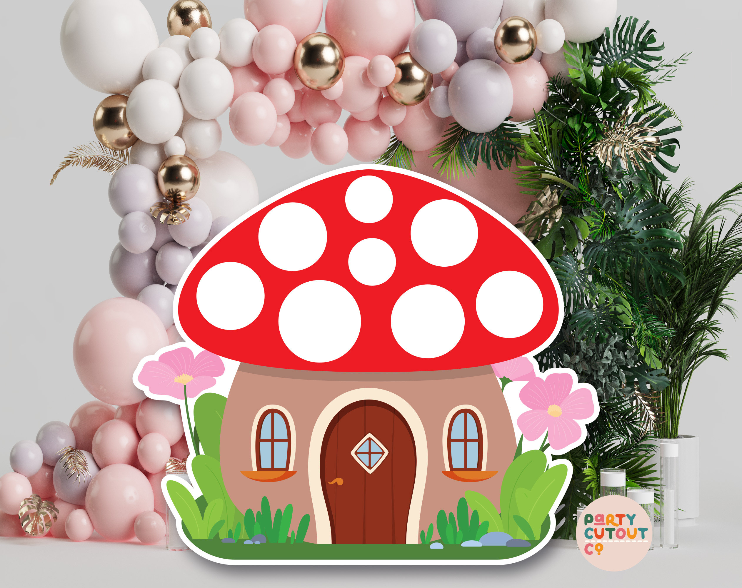 BIG CUTOUT Spotty Red Mushroom House Fairy Party Ideas Mushroom Prop ...