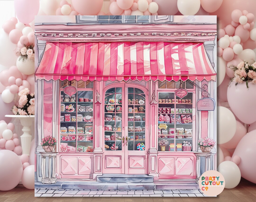 BIG CUTOUT Candy Shop Banner Lolly Shop Sweets Pink Vintage Sweet Shop ...