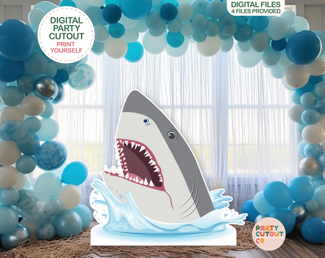 BIG CUTOUT Killer Shark Cutout Under the Sea Party Grey Shark Prop ...