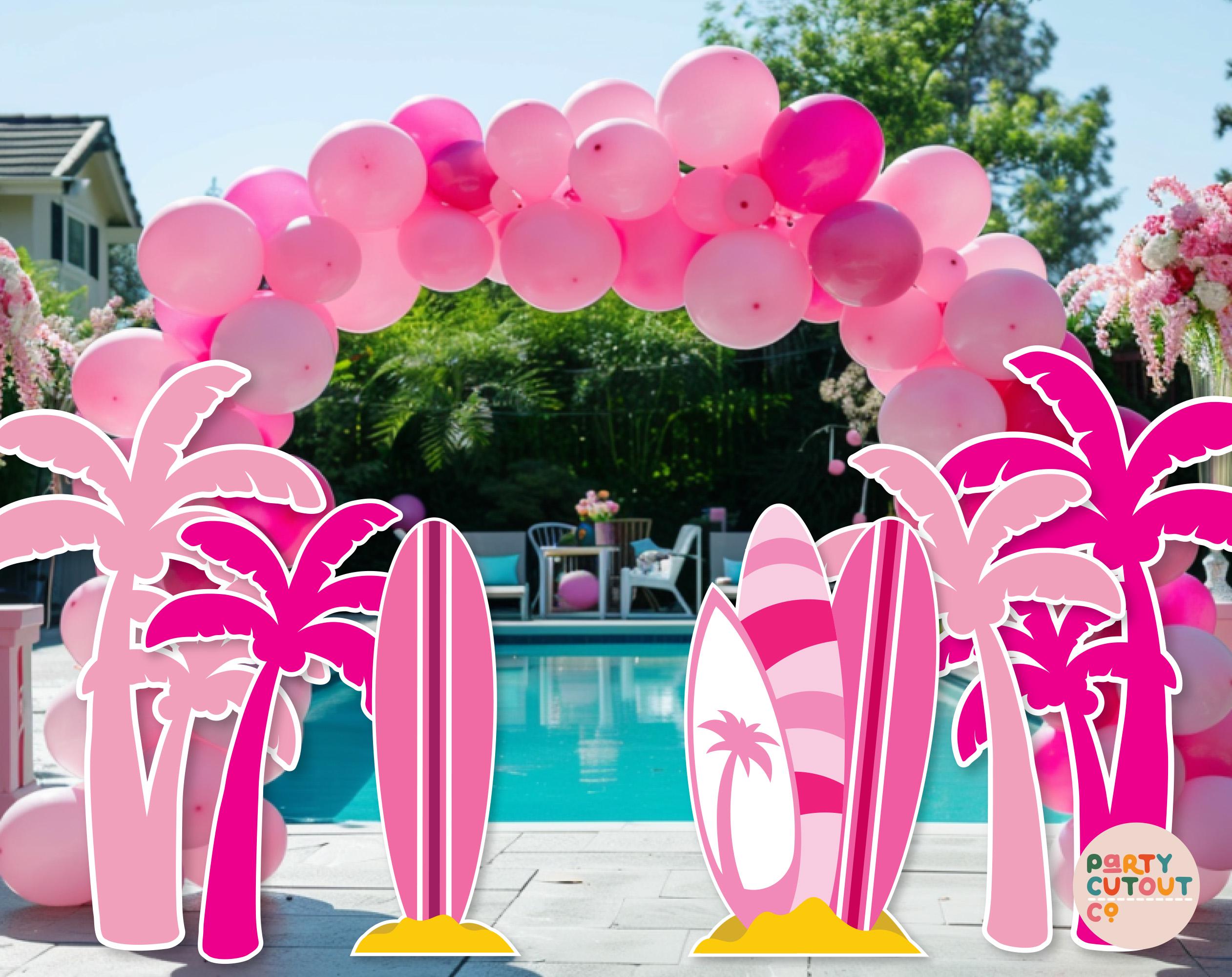 BIG CUTOUT Pink Beach Party Pink Surfboard Surf Birthday Party Pool ...