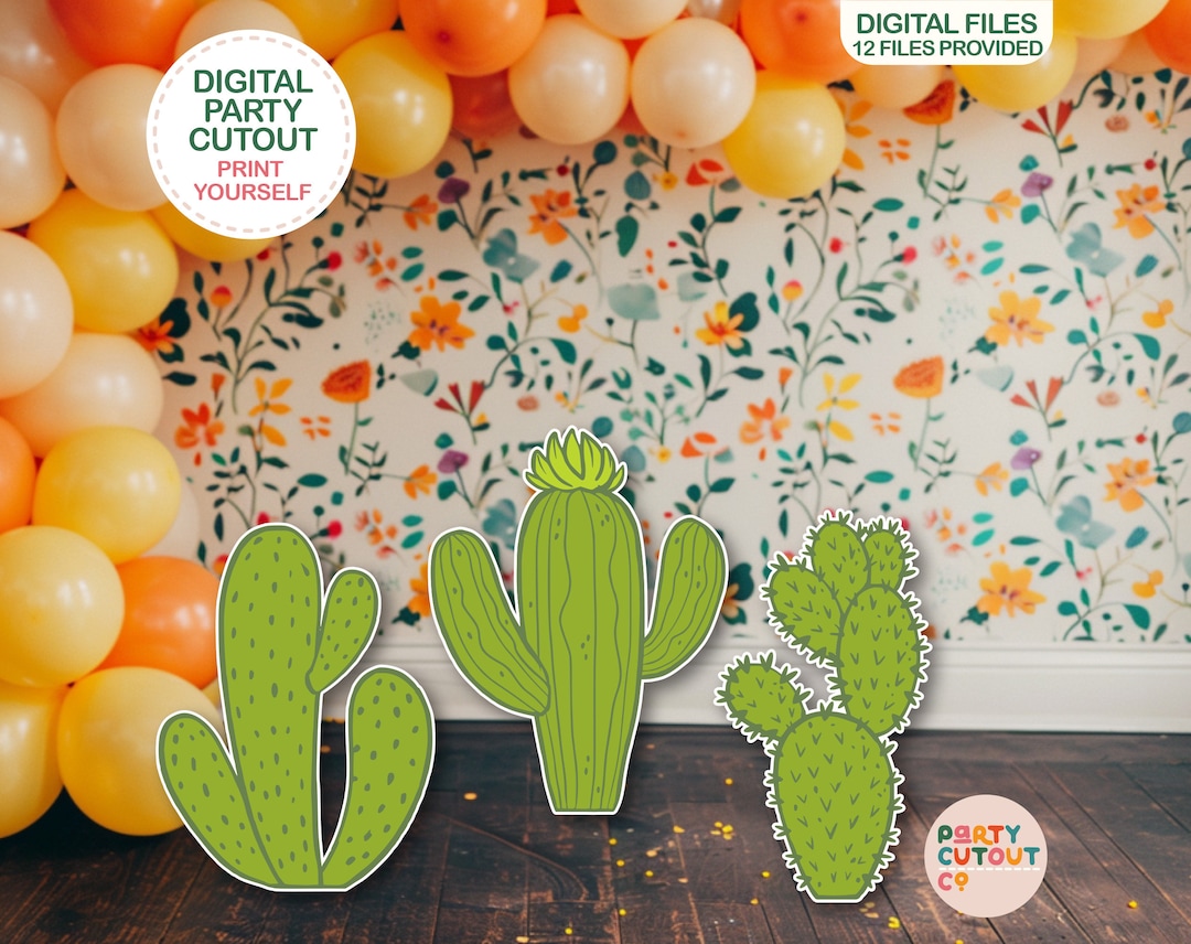 BIG CUTOUT Green Cactus Cutouts Fiesta Party Mexican Party Ideas Cowboy Party Ideas Life Size ...