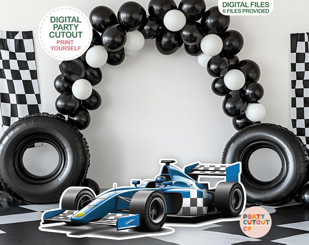 BIG CUTOUT Blue Racing Car Cutout Race Car Decoration Stand up Prop ...