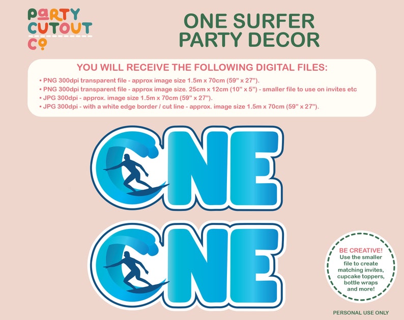 BIG CUTOUT Ocean Wave Surfer Party Beach First Birthday Party Surfing ...