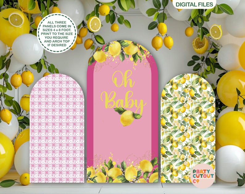 BIG BACKDROPS Lemon Baby Shower Lemon Market Fruit Baby Shower Decor ...