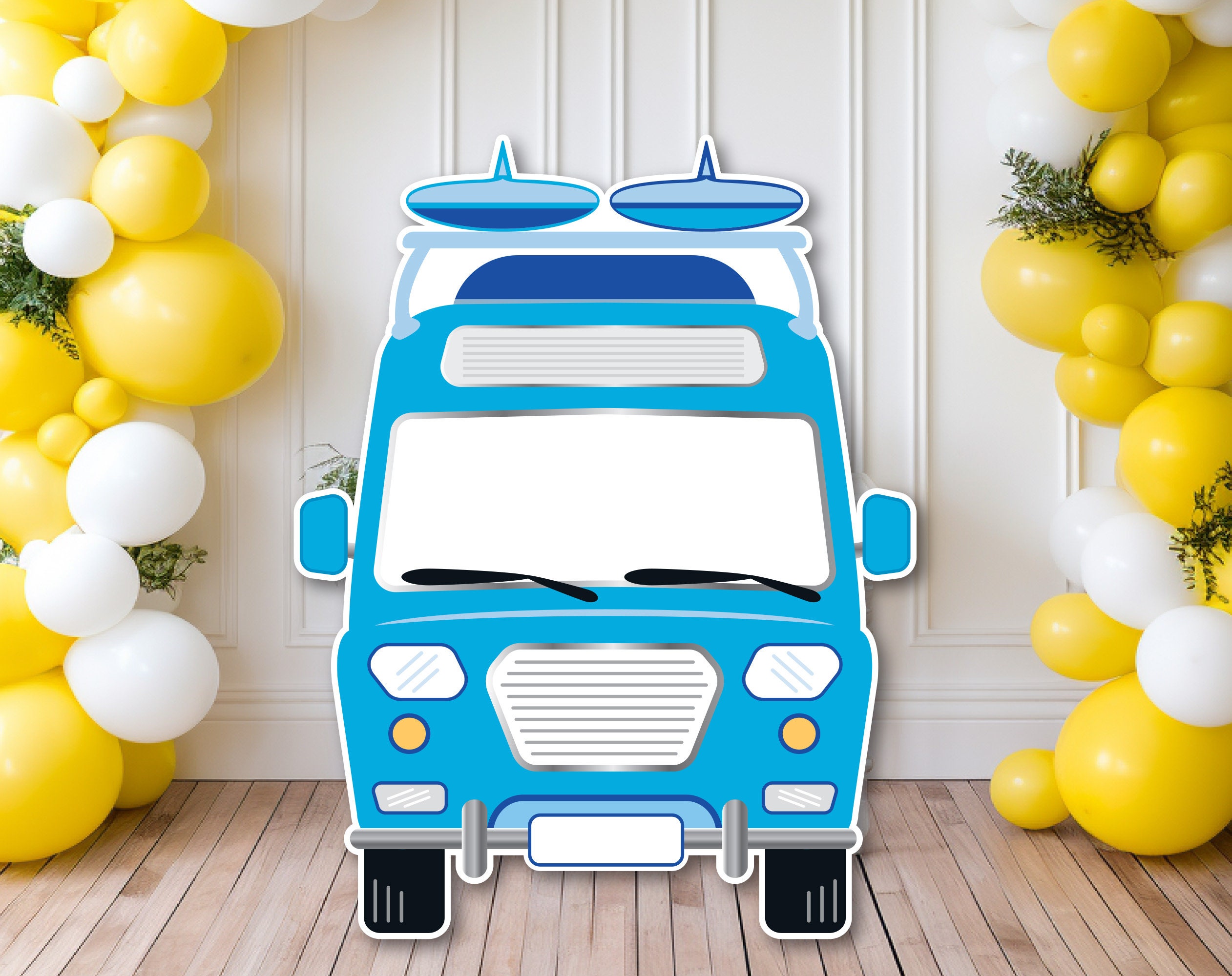 BIG CUTOUT Blue Camper Van Beach Van Groovy Party Hippie Party Love Bus ...