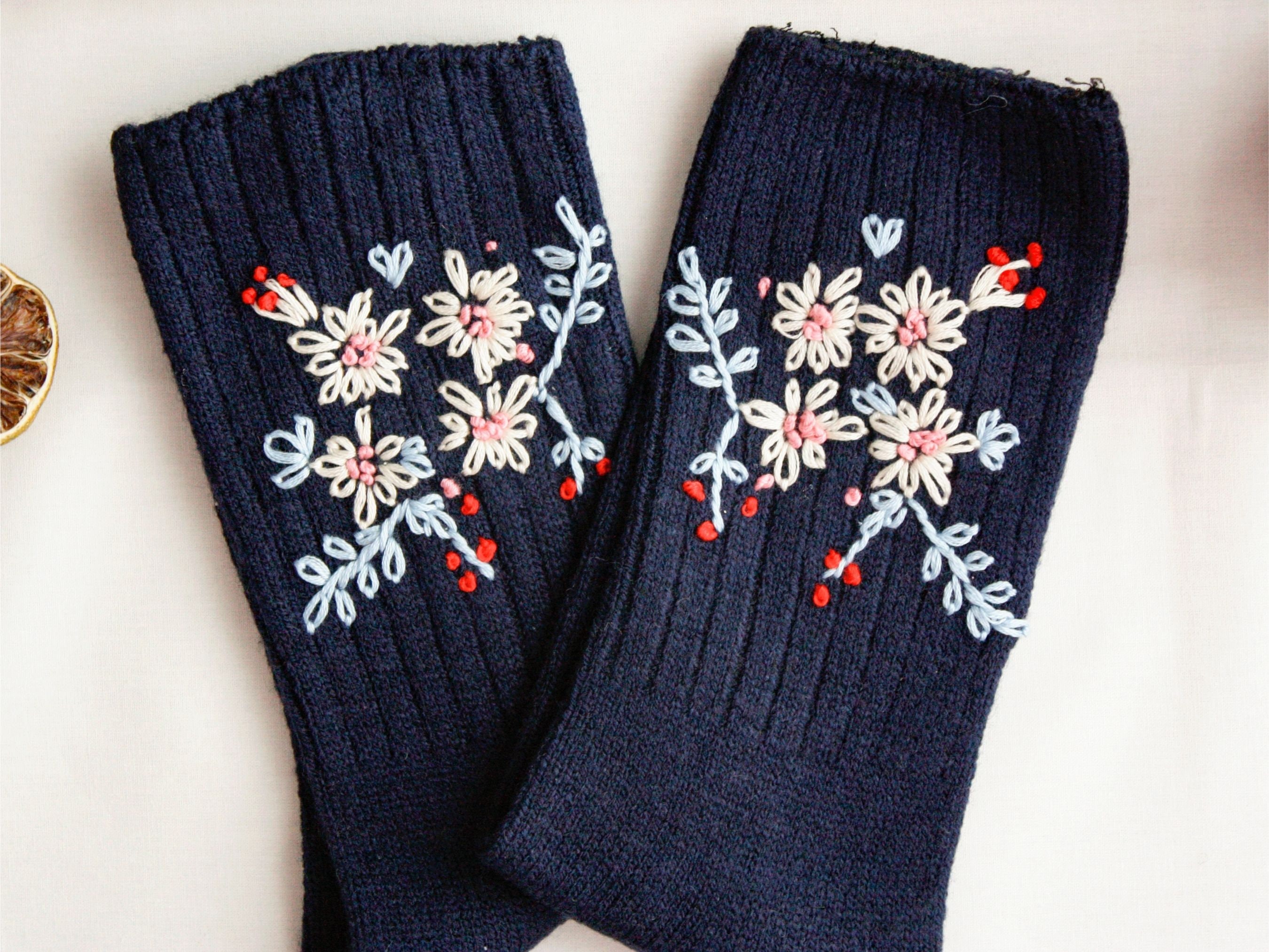 Wool Socks Hand Embroidered High Quality Knitting Wool Socks ...