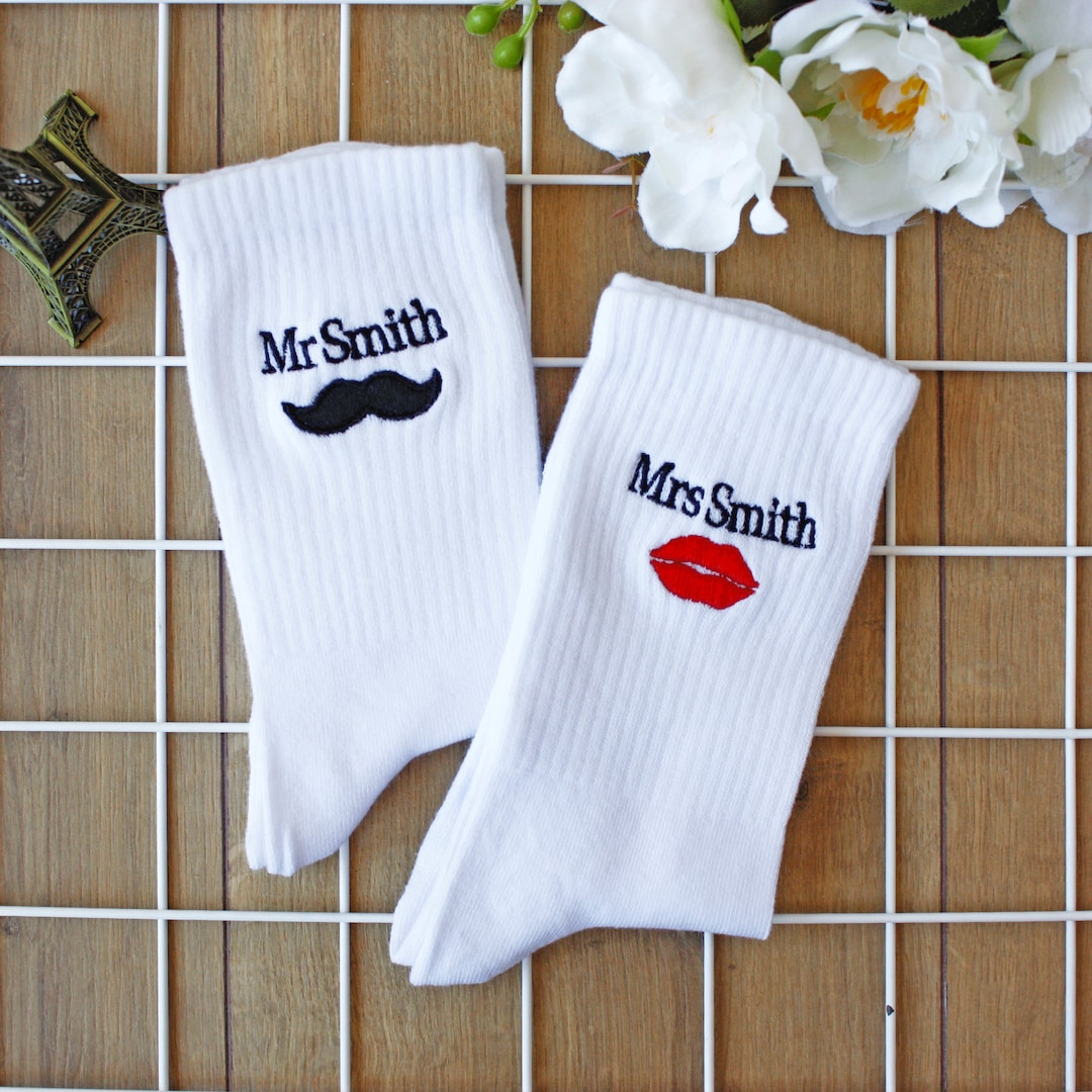 2 PAIRS Custom Funny Wedding Socks, Embroidered Socks, Personalized ...