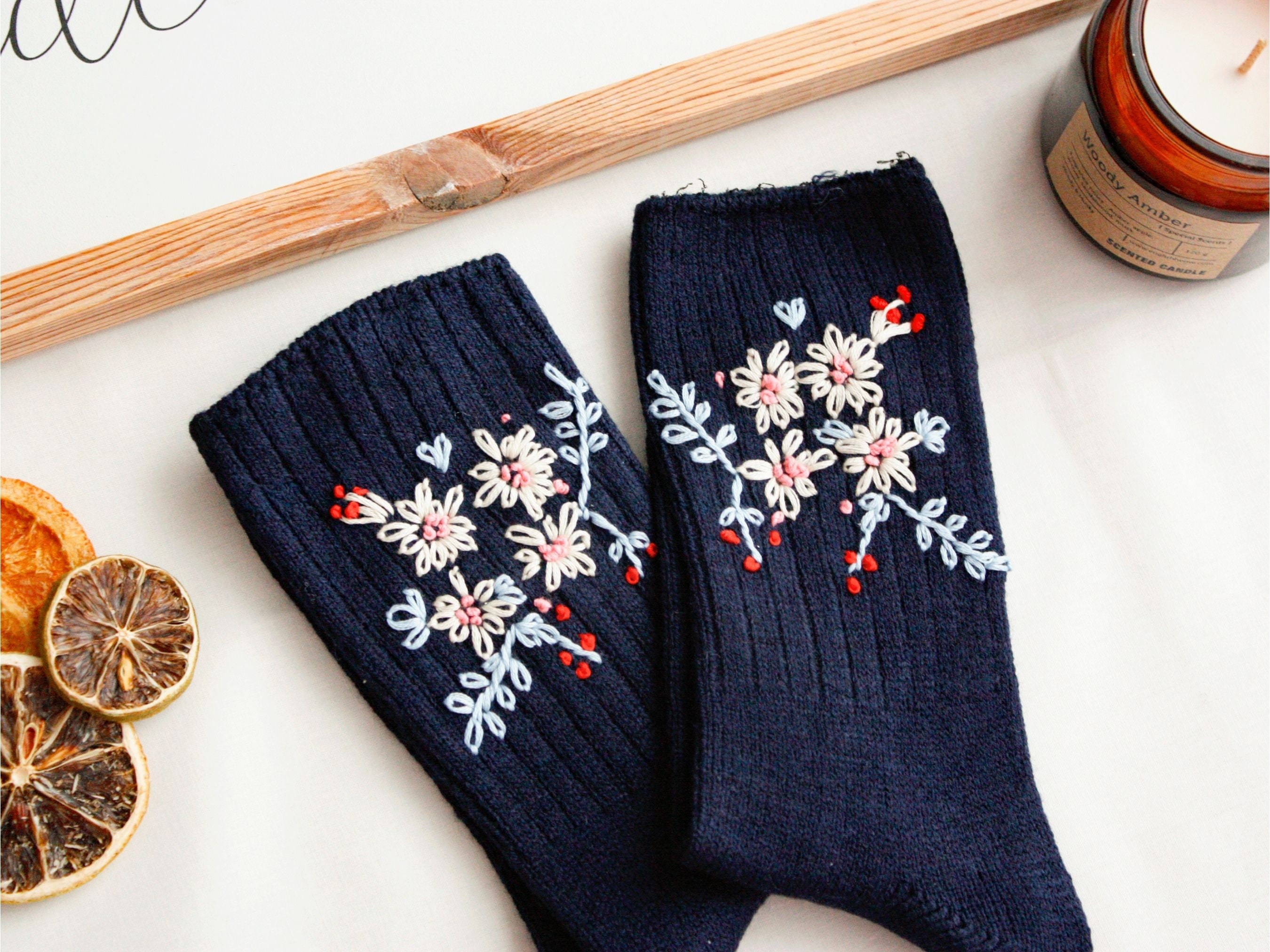 Wool Socks Hand Embroidered High Quality Knitting Wool Socks ...