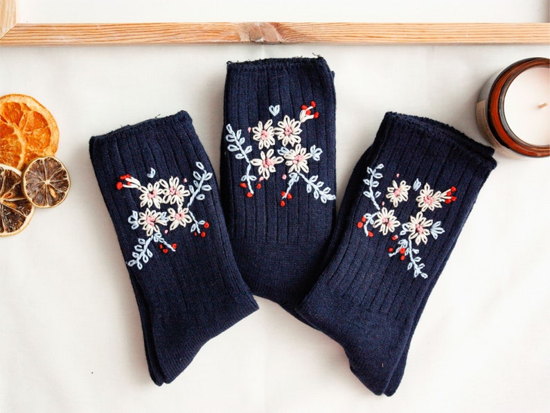 Wool Socks Hand Embroidered High Quality Knitting Wool Socks ...