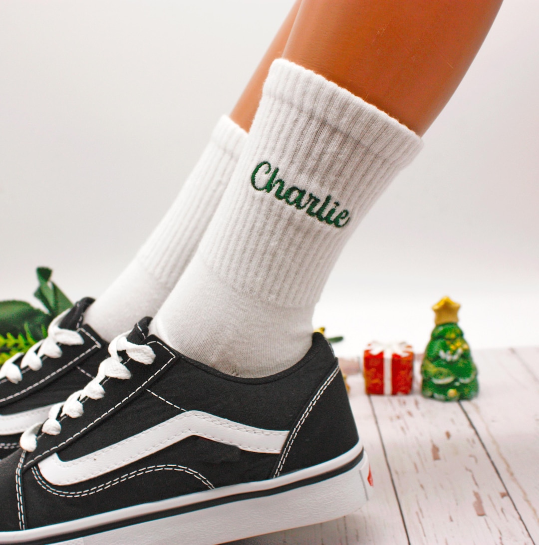 Personalized Christmas Socks, Custom Text Embroidered Socks, Soft ...