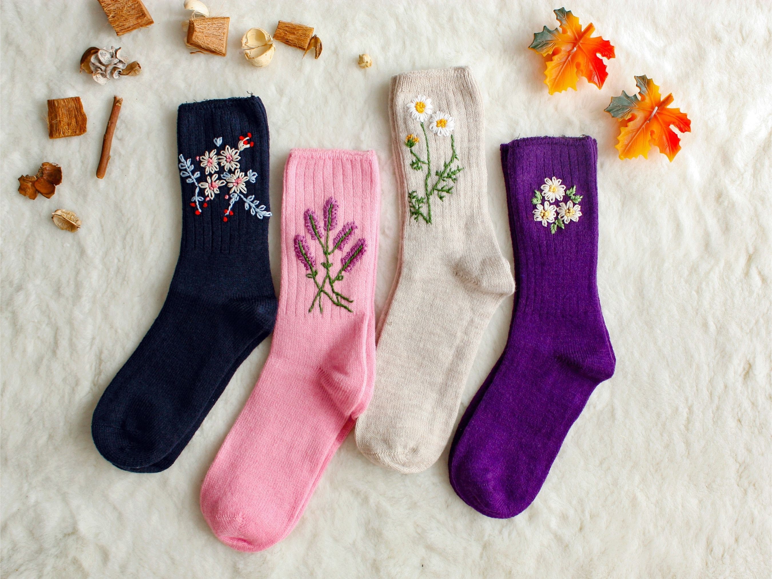 Wool Socks Hand Embroidered High Quality Knitting Wool Socks ...