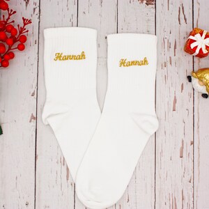 Personalized Christmas Socks, Custom Text Embroidered Socks, Soft ...