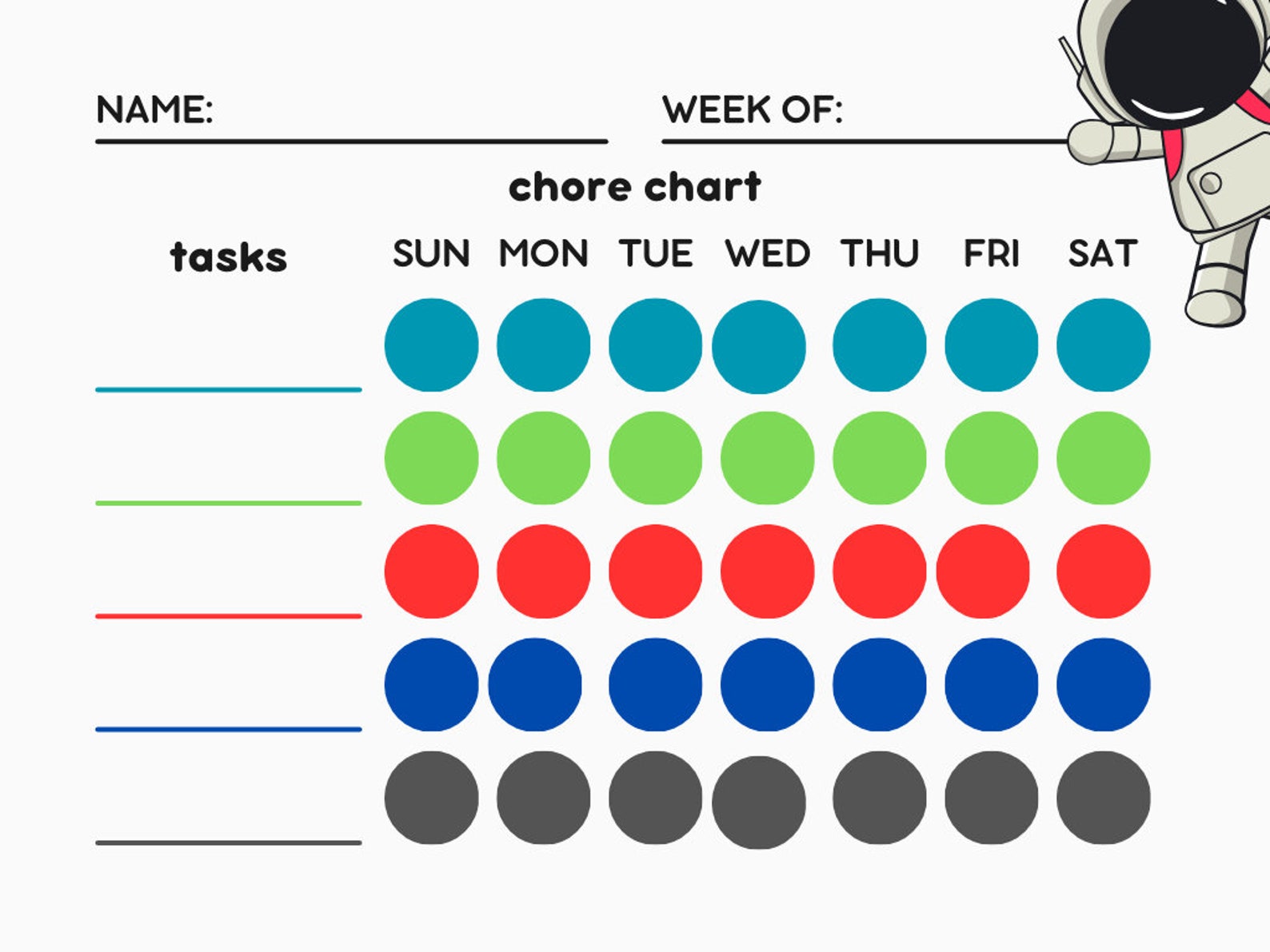 Boys Weekly Chore Chart - Etsy